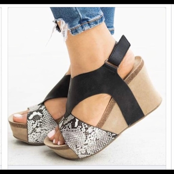 Nature Breeze | Shoes | Wild N Out Snake Print Wedge Sandal | Poshmark
